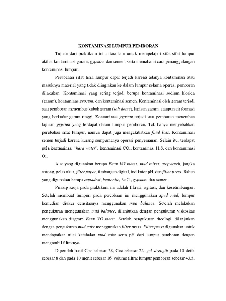 Kontaminasi Lumpur Pemboran | PDF
