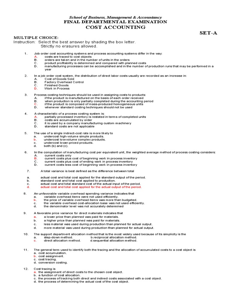 Cost Accounting Final Exam Reviewer | Download Free PDF | Business ...