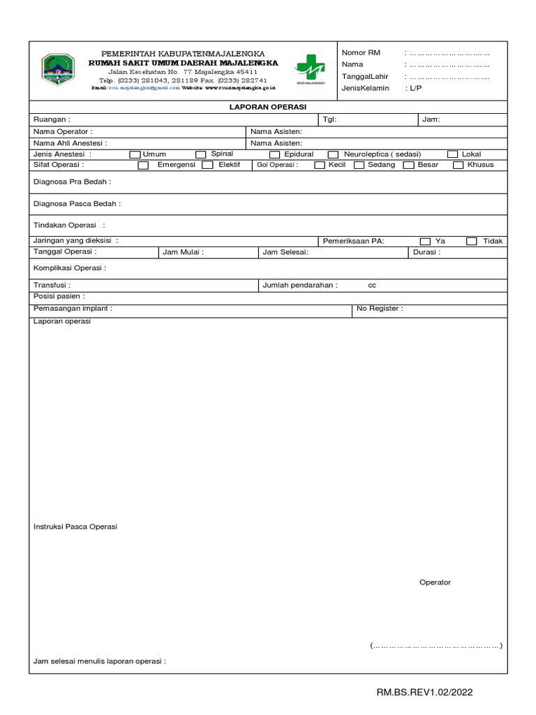2.form Laporan Operasi | PDF