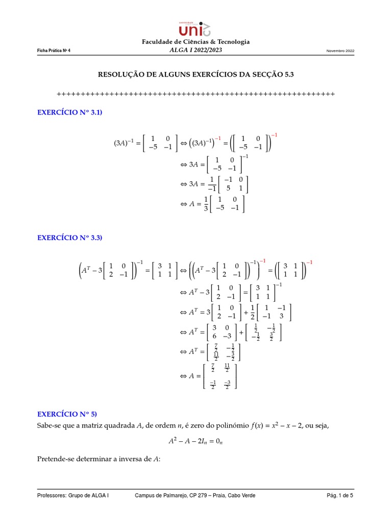 Matriz Regular | PDF | Teoria da Matrix | Relações matemáticas