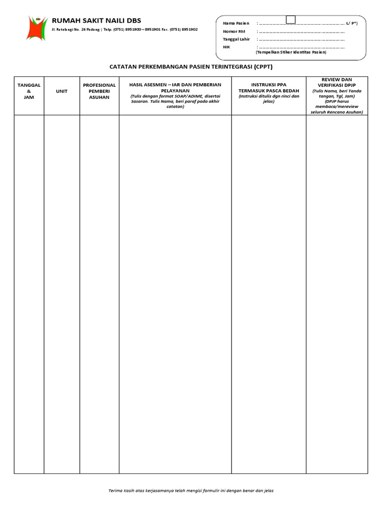Catatan Perkembangan Pasien Terintegrasi (CPPT) Revisi | PDF