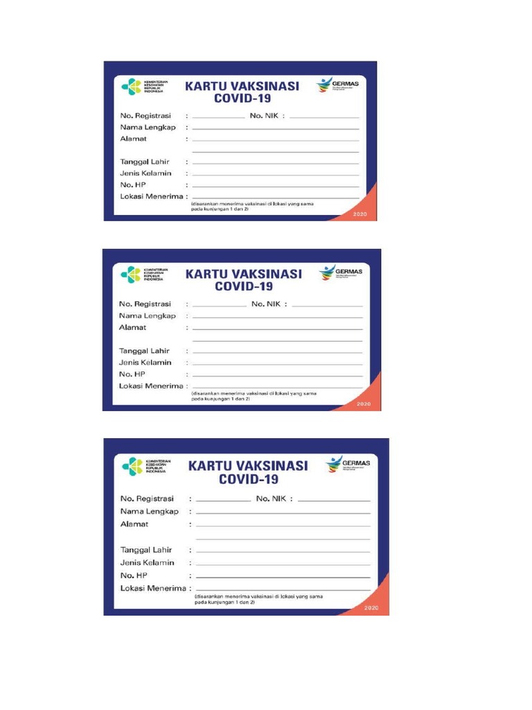 Kartu VAKSIN MANUAL | PDF