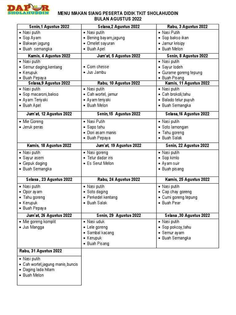 MENU MAKAN Anak | PDF