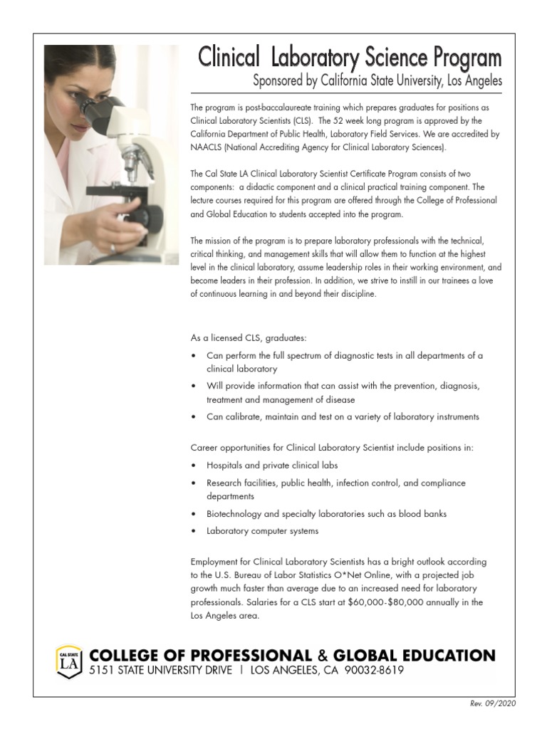 CalStateLA Clinical Laboratory Science Program | PDF | Medical ...