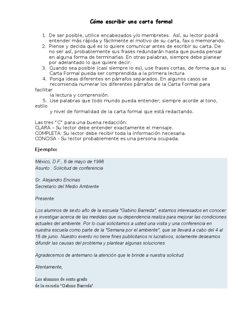 Escribir Carta Formal