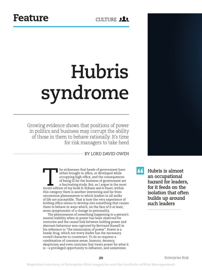 Hubris and Risk | PDF | Personality Disorder | Risk