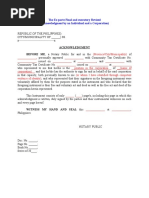 Acknowledgment Sample | PDF | Notary Public | Practice Of Law
