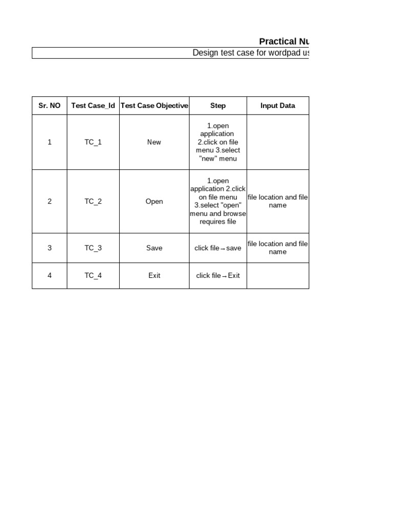 Design test cases for Wordpad using an automated tool | PDF