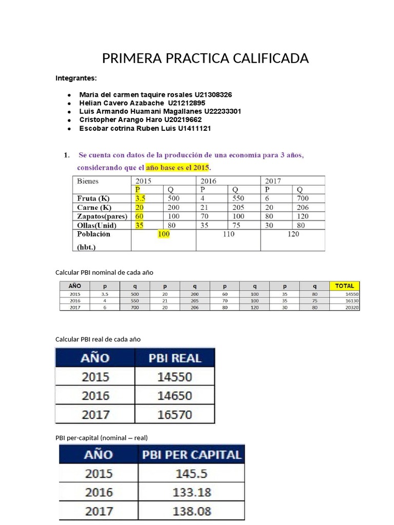 Primera Practica Calificada - Macroeconomia | PDF