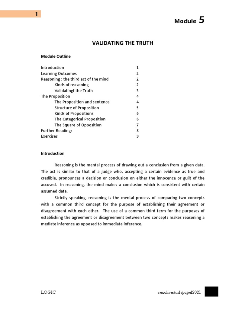 Logic Module 5 Reasoning And Syllogism Pdf Logic Logical Consequence 