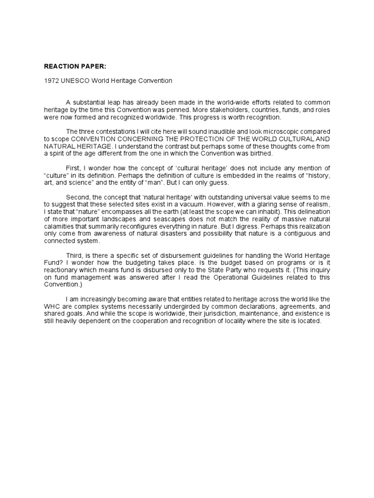 1972 UNESCO World Heritage Convention | PDF