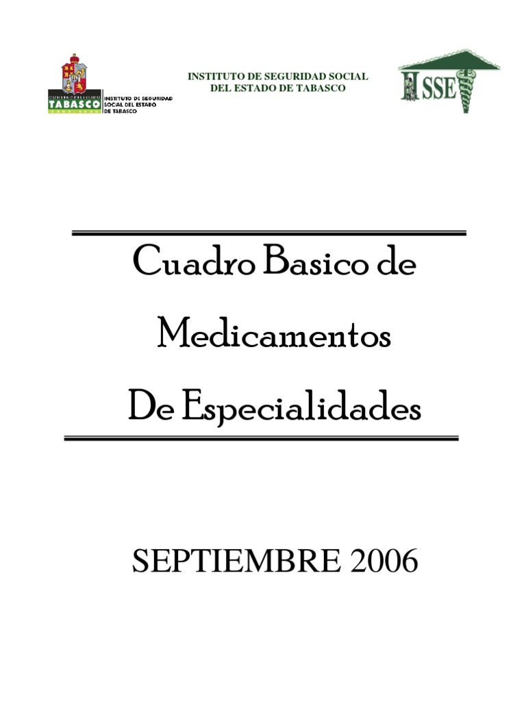 Cuadro Básico Medicamentos ISSET | PDF | Medicamentos con receta ...
