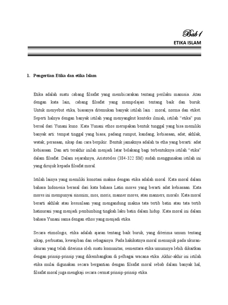 Definisi dan Konsep Etika Islam | PDF | Filsafat