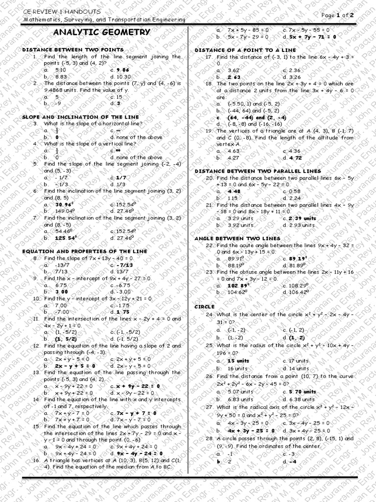 Analytic Geometry | PDF | Ellipse | Geometric Shapes