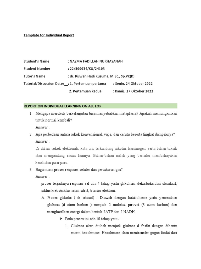 Jumlah ATP dari Glikolisis | PDF | Sains & Matematika