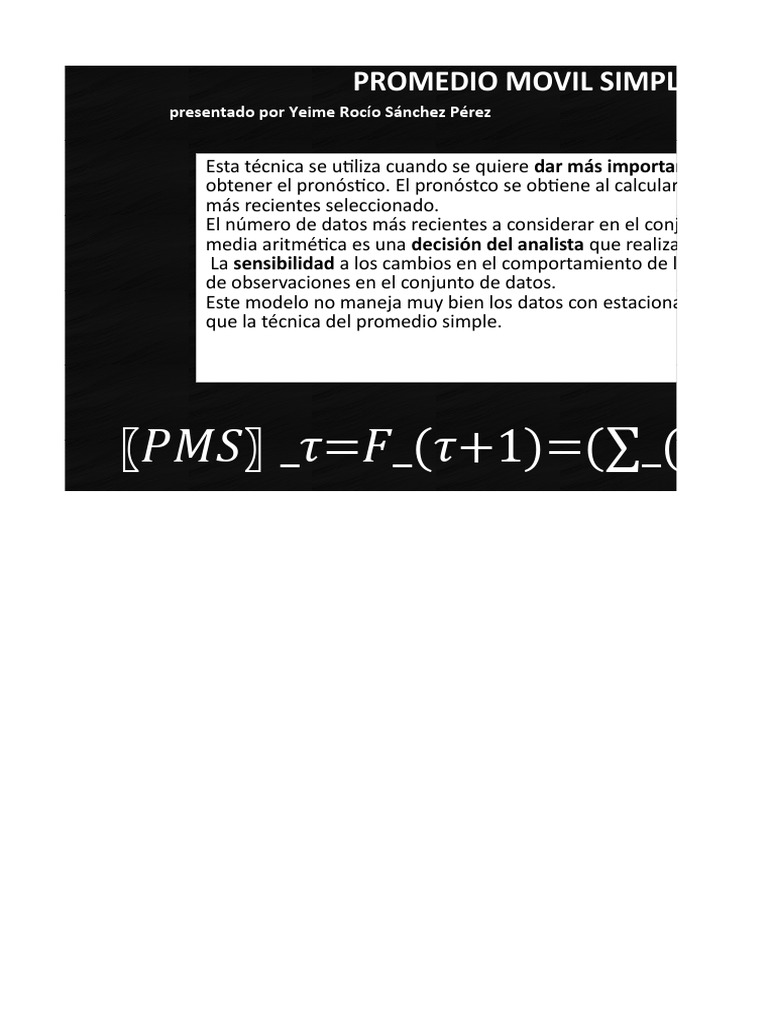 Promedio Movil Simple | PDF | Series de tiempo | Estadísticas descriptivas
