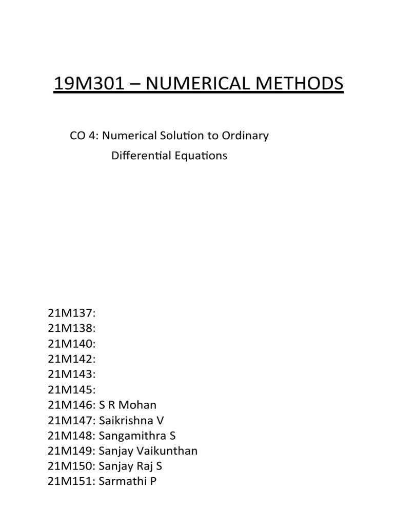 Numerical Methods Final | Download Free PDF | Differential Equations | Partial Differential Equation