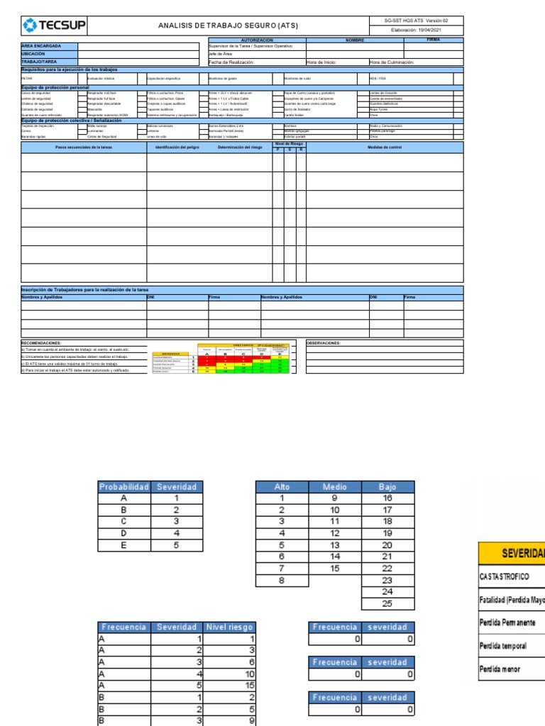 Formato ATS | PDF | Equipo | Seguridad y salud ocupacional