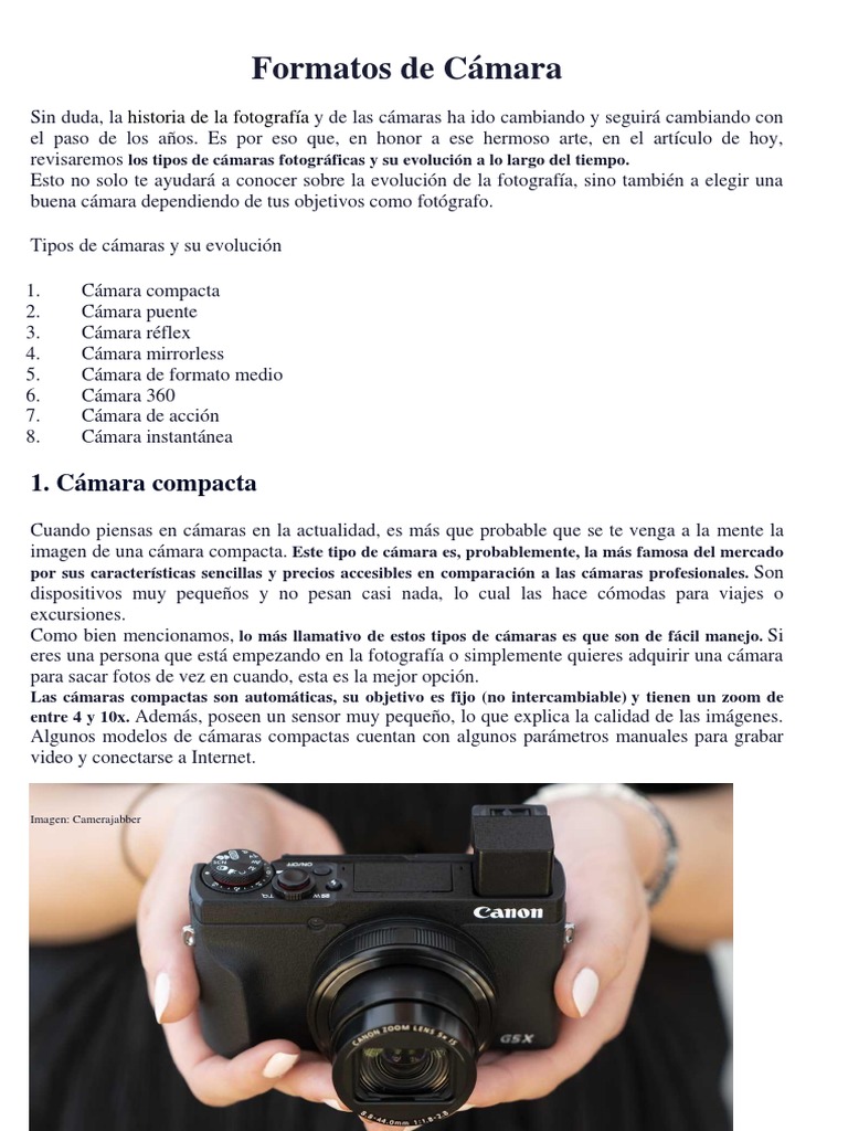 Formatos de Cámara 2022 | PDF | Cámara | Cámara réflex de lente única