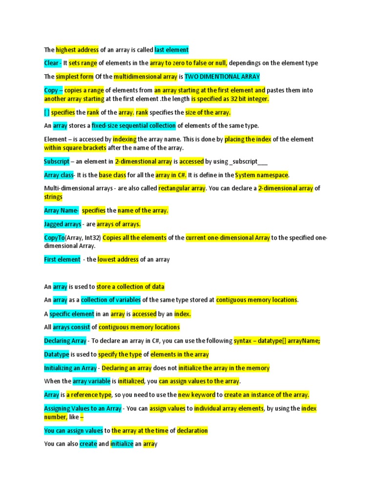 Array Fundamentals Explained | PDF | Method (Computer Programming) | Array Data Structure
