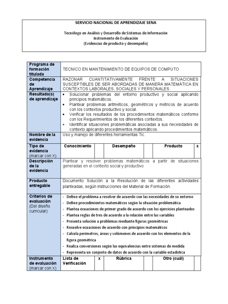 Instrumento de Evaluacion-Matematicas | Descargar gratis PDF ...