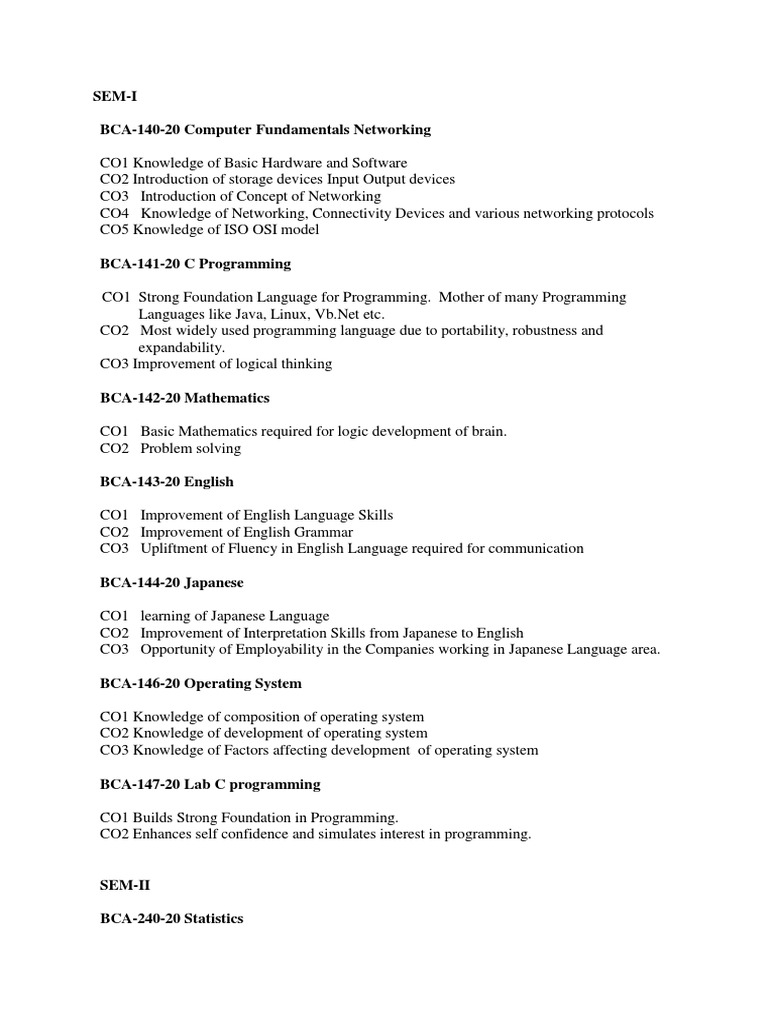 BCA REG COs | PDF | Computer Programming | Object Oriented Programming BCA REG COs | PDF | Computer Programming | Object Oriented Programming