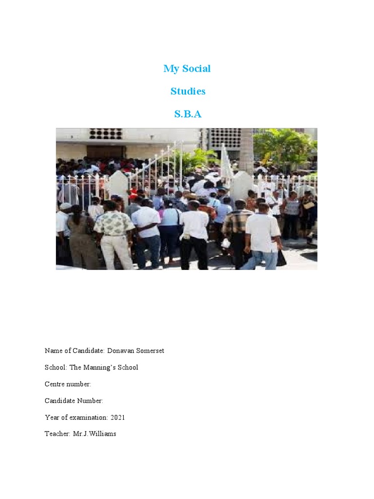 Donavan SBA Social Studies8799 | PDF | Unemployment | Survey Methodology