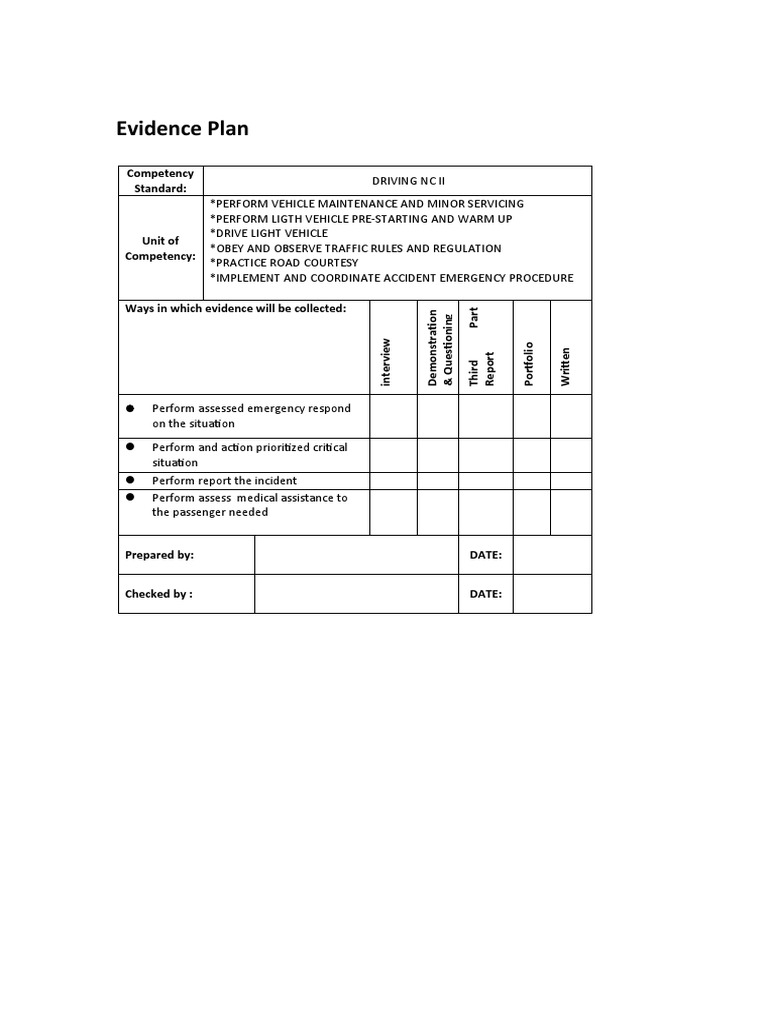 Evidence Plan Driving | Download Free PDF | Emergency | Educational ...