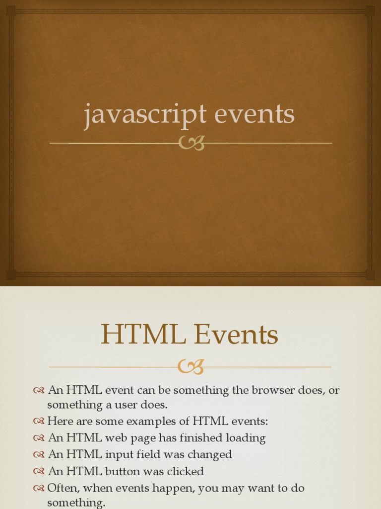 Javascript Events | PDF | Html | Java Script