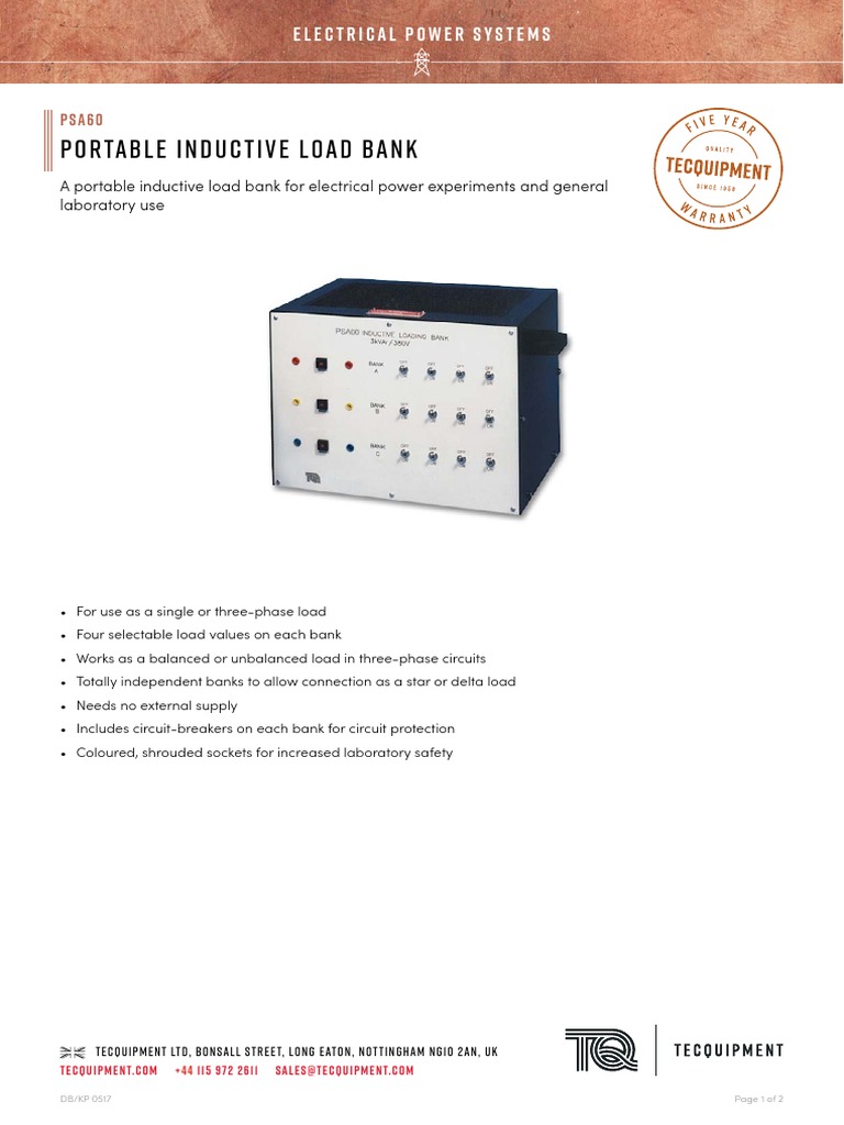 PSA60 Inductive Load Datasheet | PDF | Electrical Network | Equipment