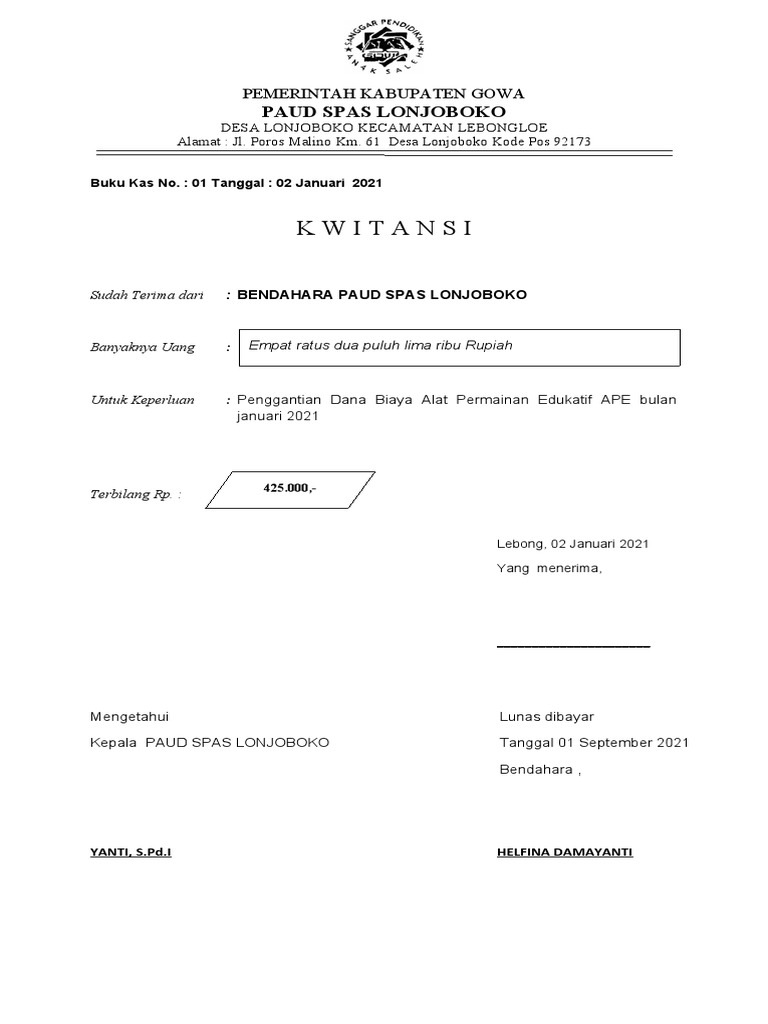 Contoh Kwitansi | PDF