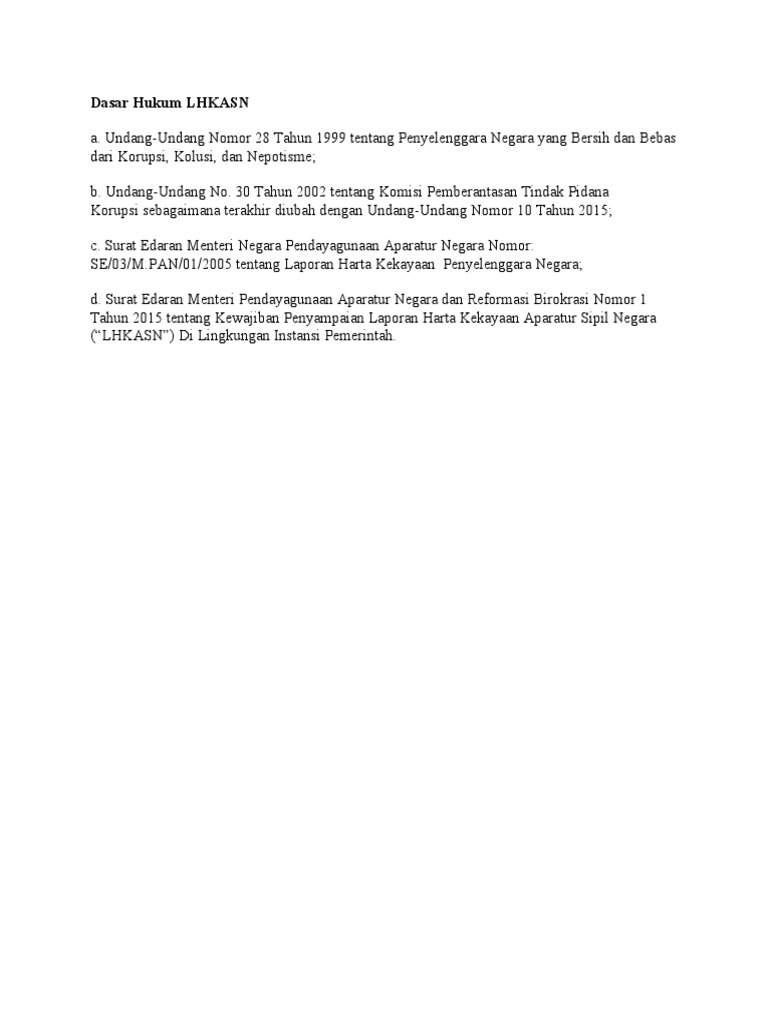 Dasar Hukum LHKASN | PDF