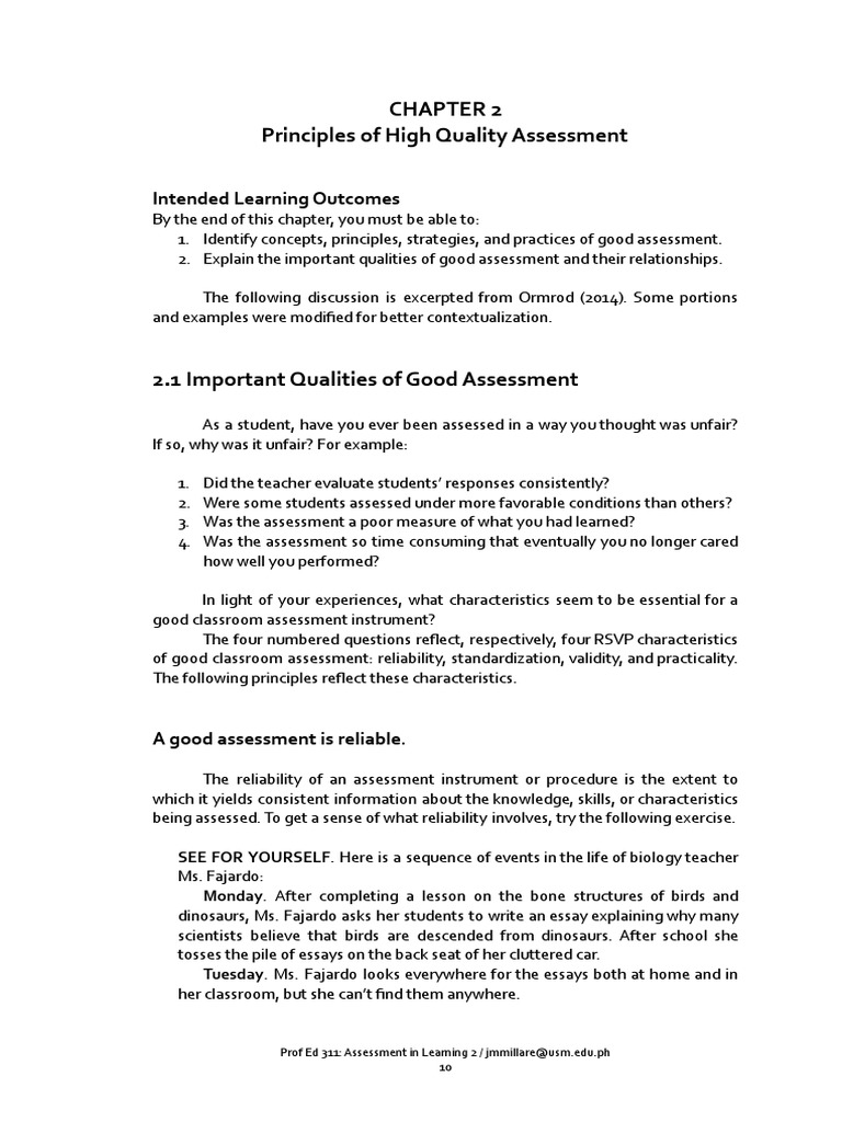 Principles of Effective Assessment Quality | PDF | Educational ...