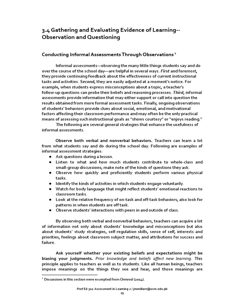 311 W5 6 3 Formative Assessment Part 2 | PDF | Educational Assessment | Learning