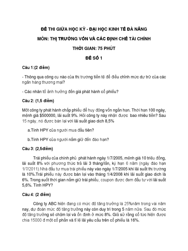 Giữa Kì Định Chế Tài Chính - HI 47K DUE Z | PDF