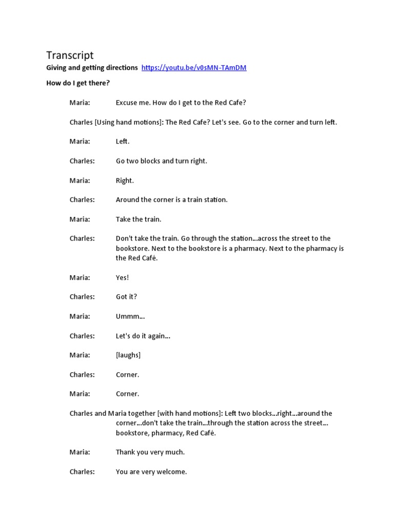 Getting Directions Transcript | PDF