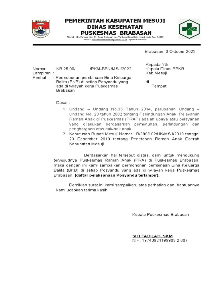 Surat Permohonan Pembinaan BKB | PDF