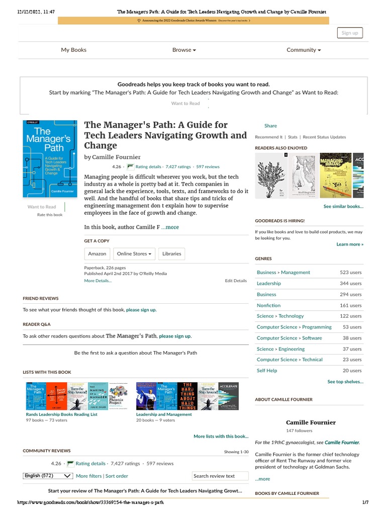 The Manager's Path: A Guide For Tech Leaders Navigating Growth and ...