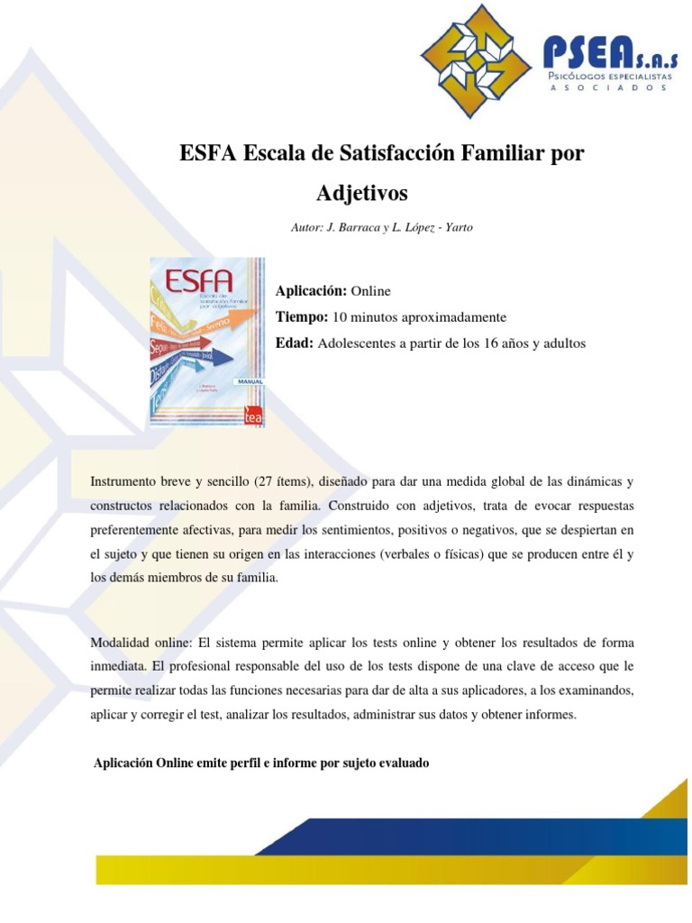 Evaluación Familiar Online: ESFA | PDF | Relaciones personales, crianza y desarrollo personal ...