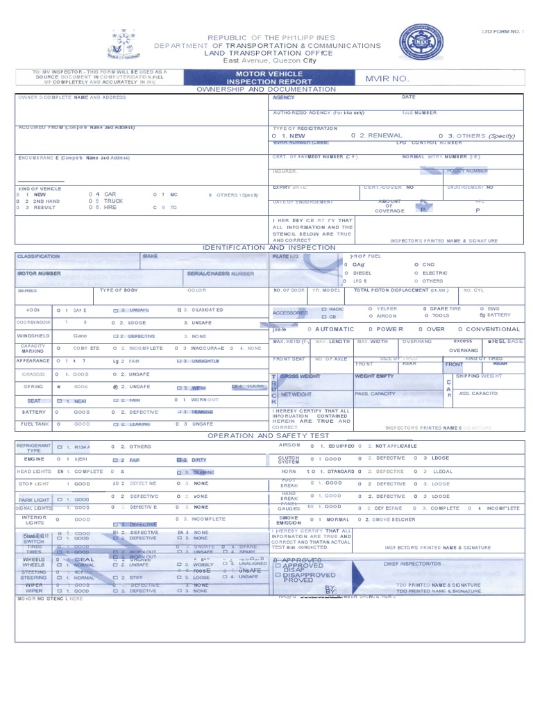 Lto Stencil Form Front | PDF | Manufactured Goods | Vehicles