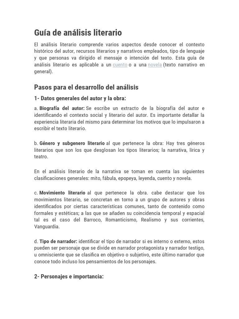 Guía de Análisis Literario Segundo Bimestre | PDF | Narración | Las artes