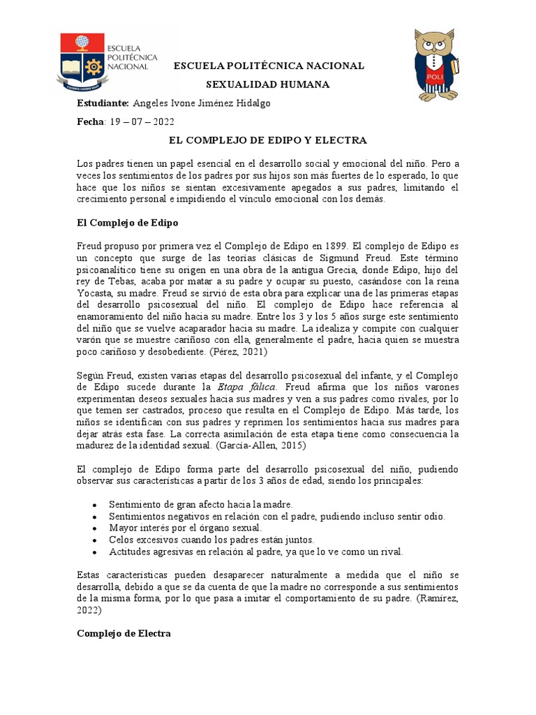 El Complejo de Edipo y Electra | PDF | Complejo de Edipo | Sigmund Freud