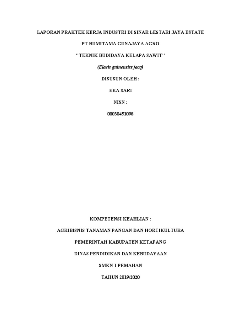 Laporan Praktek Kerja Industri (Eka Sari) | PDF