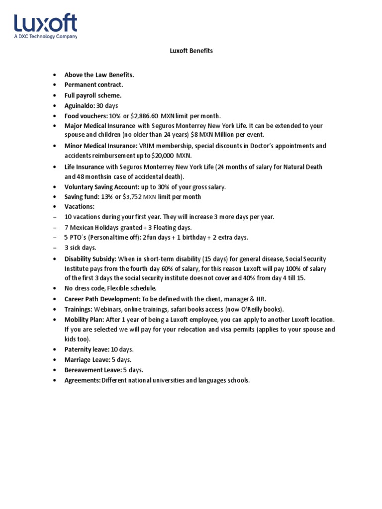 Luxoft Benefits (English) 2022 | PDF