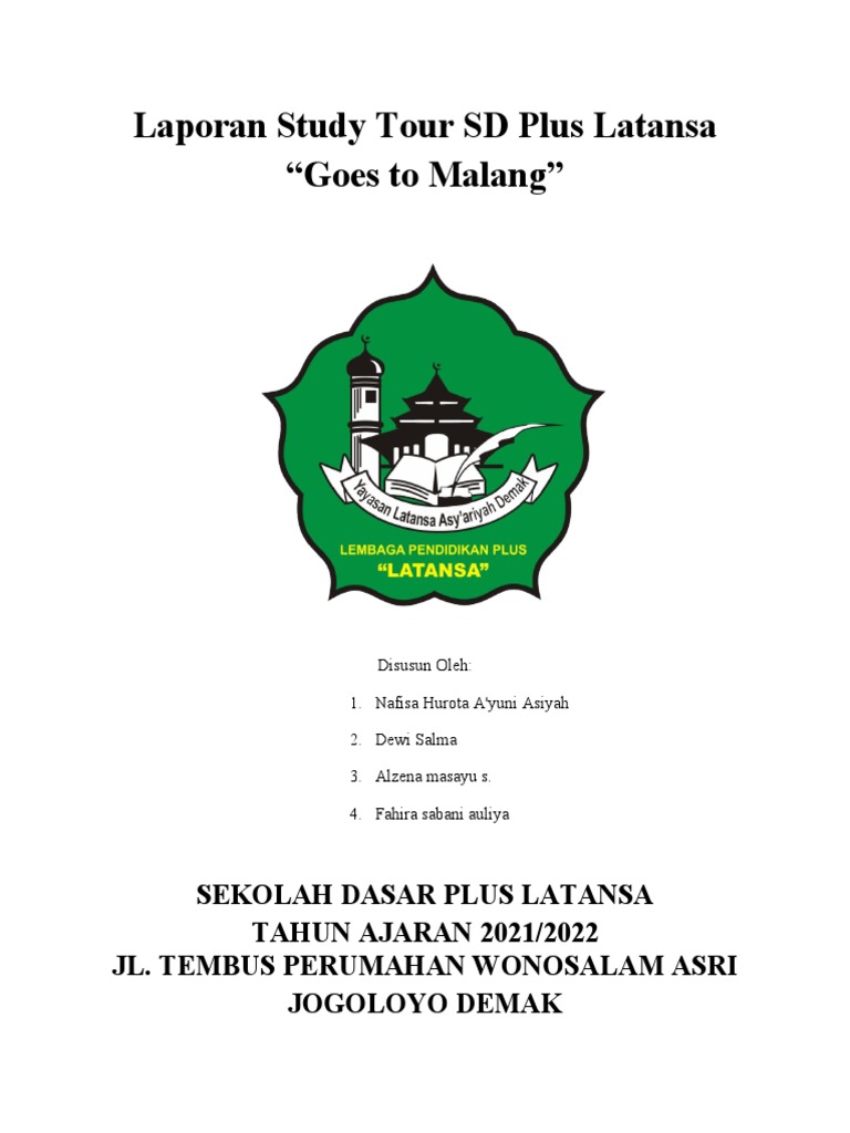 Rancangan Laporan Study Tour SD Plus Latansa | PDF
