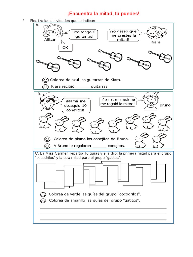 Ejercicios de mitad y tercia para niños | PDF | Arte