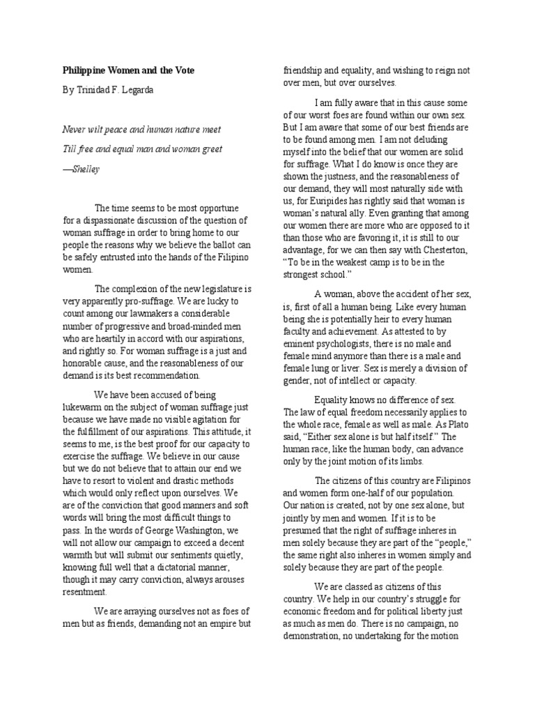 Philippine Women and The Vote | PDF | Social Science | Philosophy