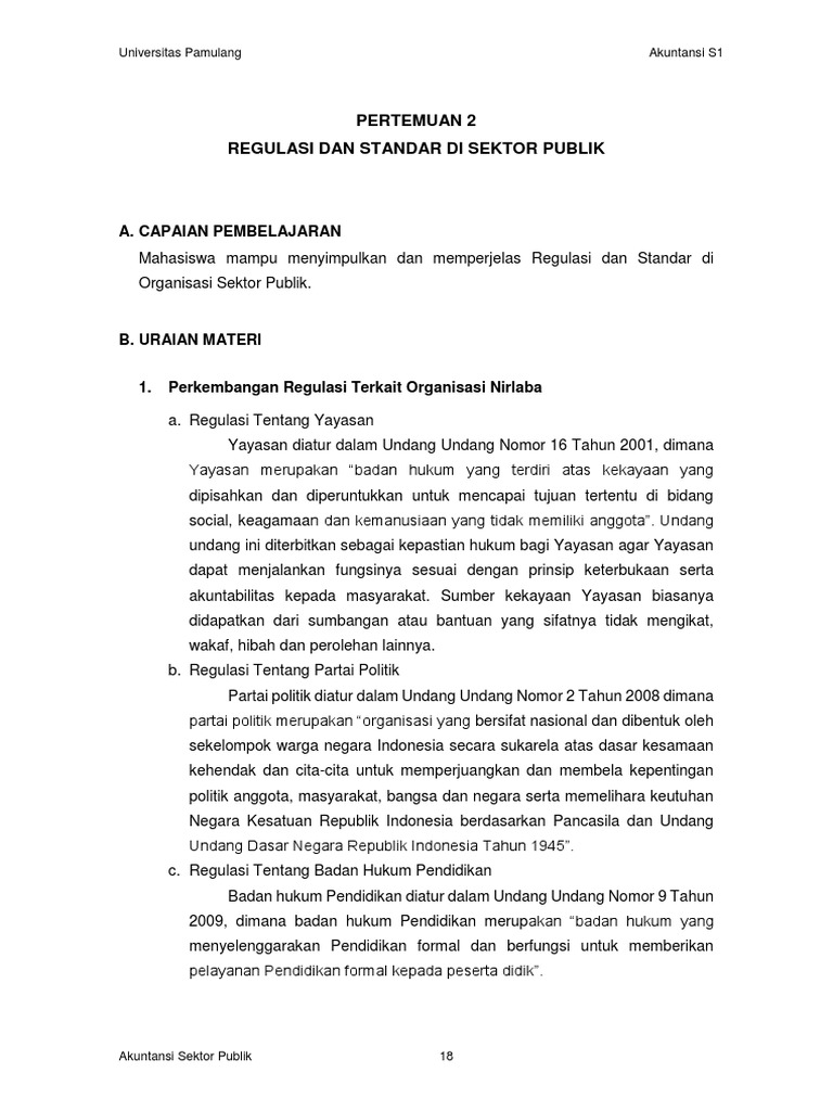 Regulasi dan Standar Sektor Publik Indonesia | PDF | Pengelolaan ...