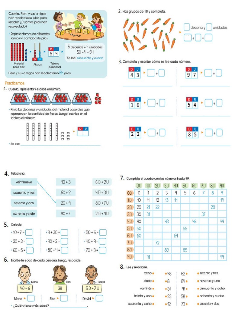 DESCOMPOSICIÓN EN DECENAS Y UNIDADES. 1docx | PDF
