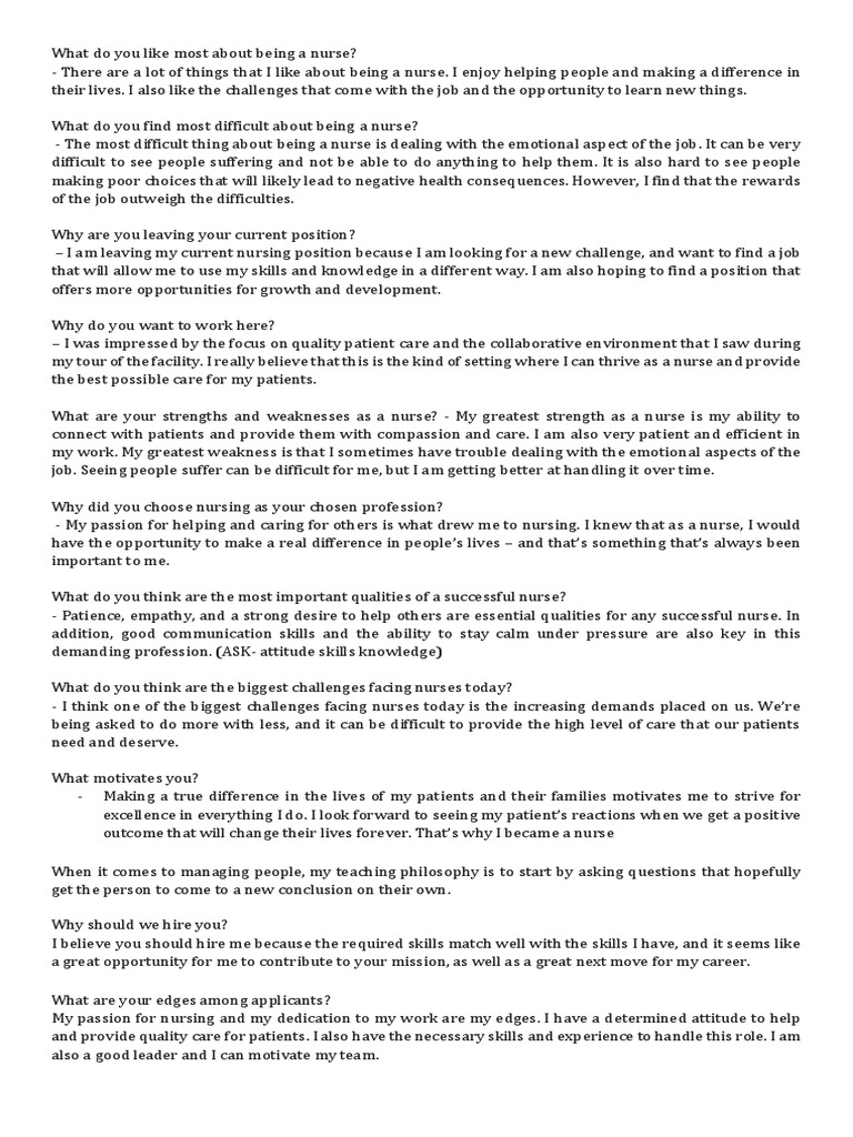 Job Interview | PDF | Nursing | Patient